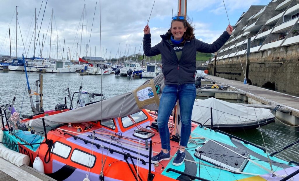 Mini-globe sailor Jasmine Harrison in Mayflower Marina